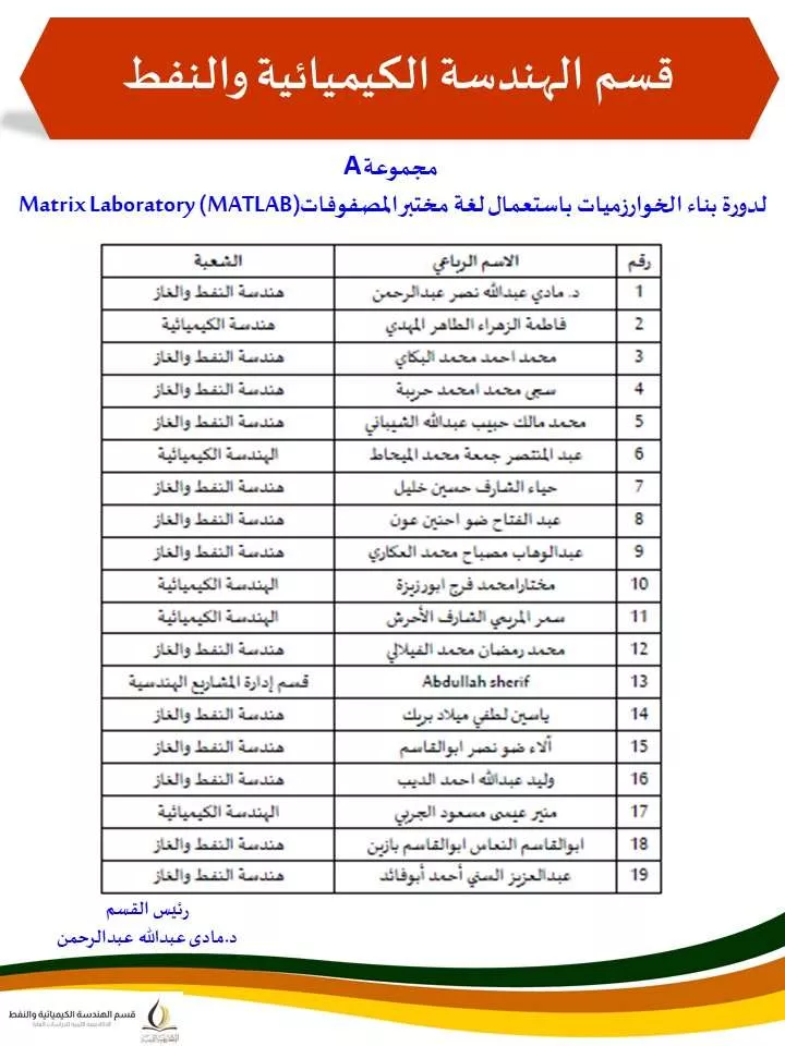 الإعلانات - مجموعة A دورة بناء الخوارزميات باستعمال لغة مختبر المصفوفات ...